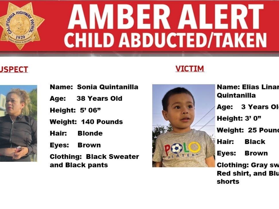 Toddler kidnapped by woman considered armed and dangerous: CHP Amber Alert