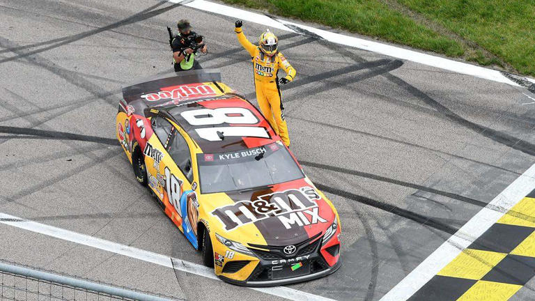 NASCAR driver Kyle Busch, who won a record 9 races at Kansas Speedway ...