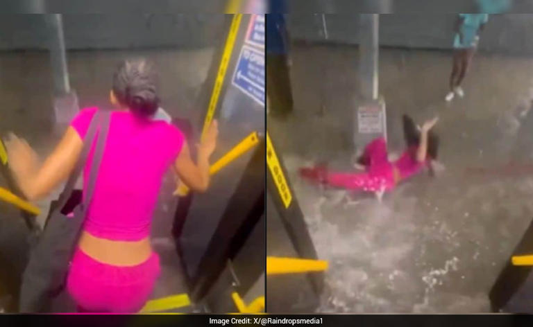 Video: Woman swept away by raging flood waters while stepping off bus ...