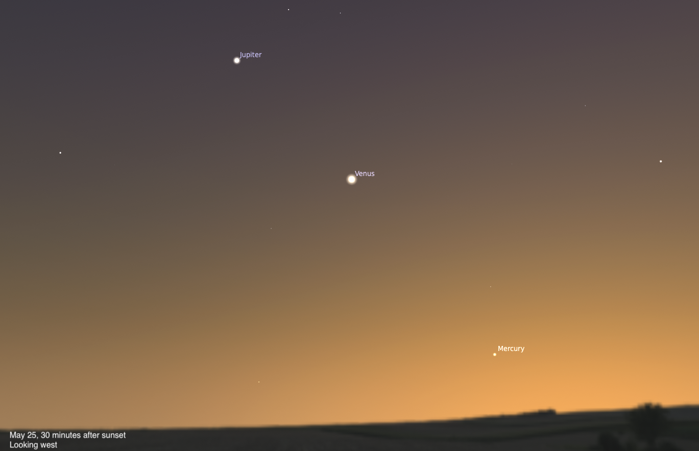 The sky today on Monday, May 25: Three planets after sunset