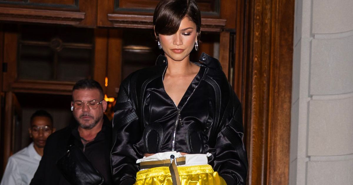 Zendaya leaves Louis Vuitton jacket unzipped for fresh micro shorts look