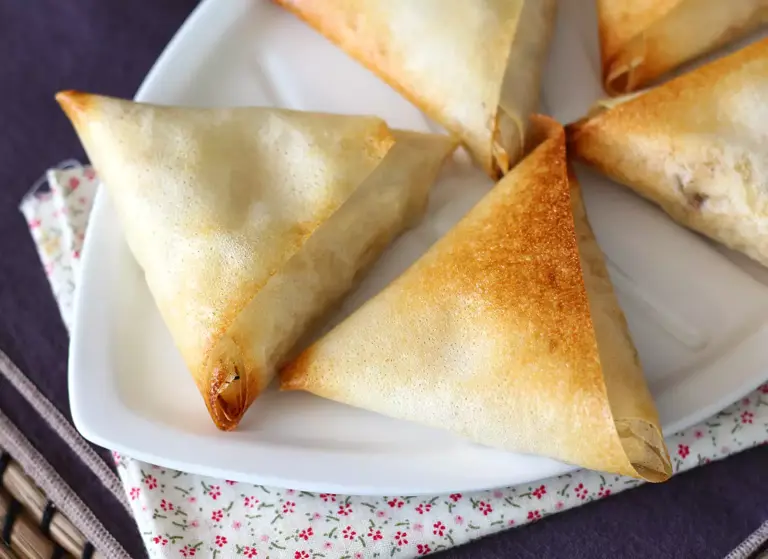 Mackerel and cream cheese samosas