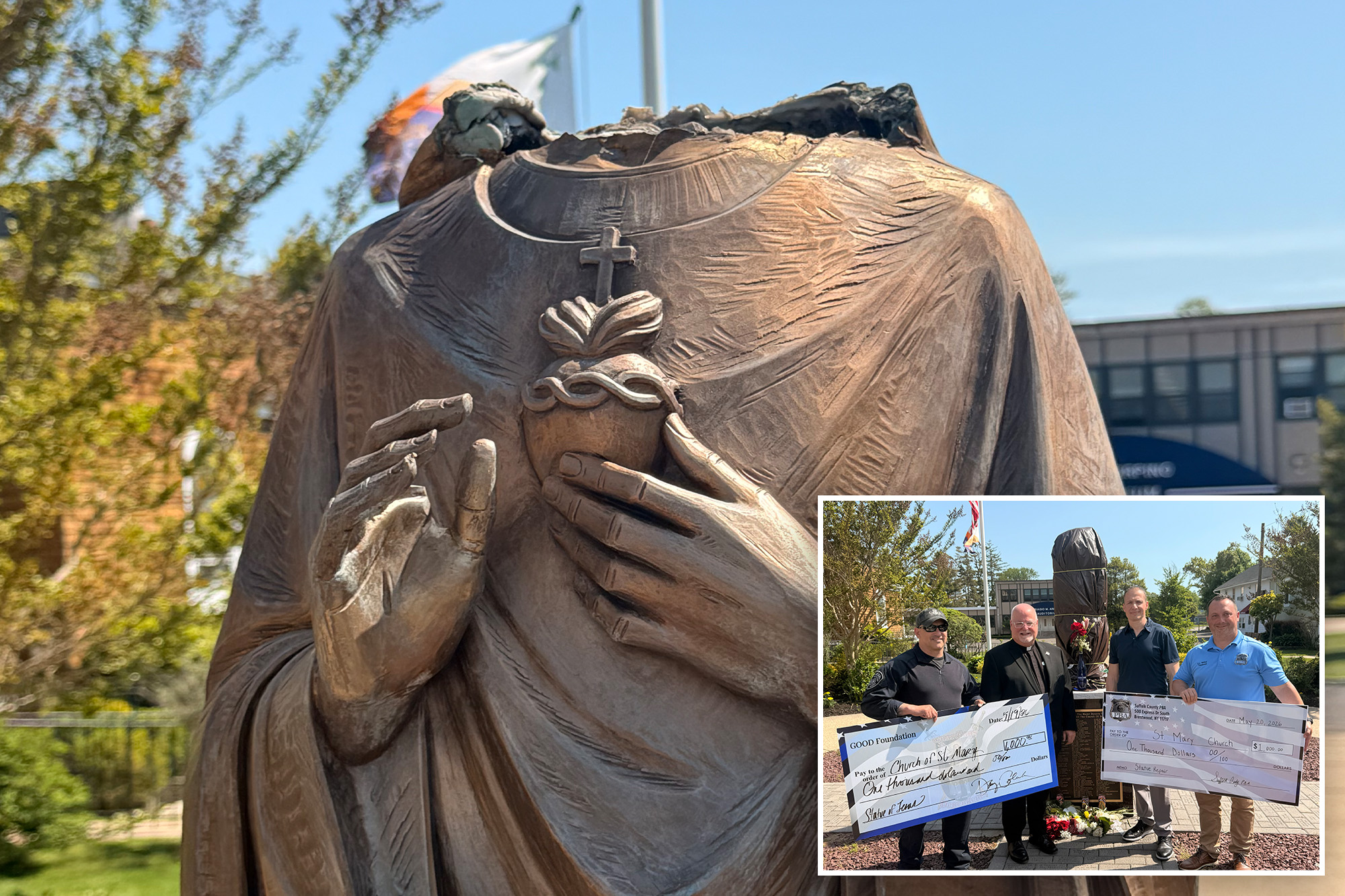 Vandal beheads Jesus Christ statue at Long Island church but cops step ...