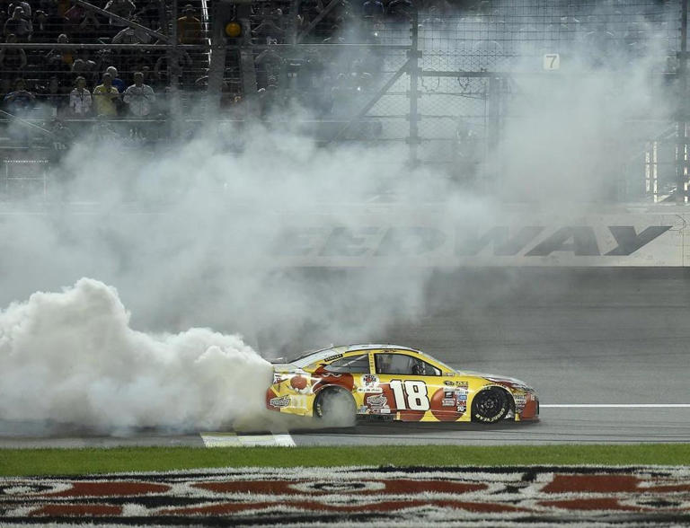 NASCAR driver Kyle Busch, who won a record 9 races at Kansas Speedway ...