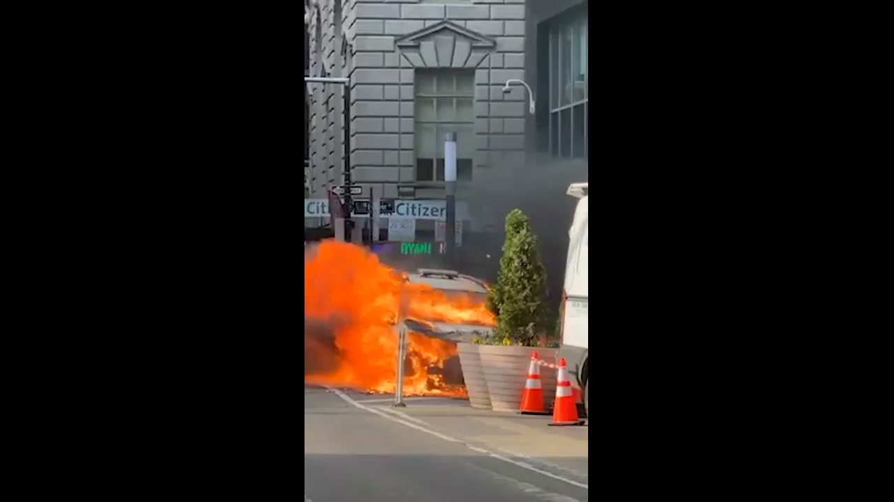 Dramatic video shows NYC car bursting into flames