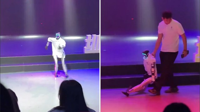Cringey video shows AI-powered robot dragged off stage amid 'Billie ...