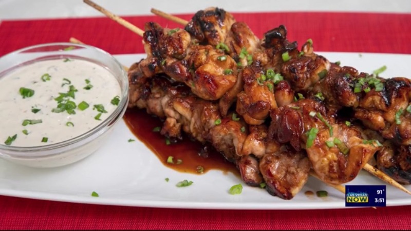 Grilled Teriyaki Chicken Skewers with Miso Ranch with Smith’s Food and Drug