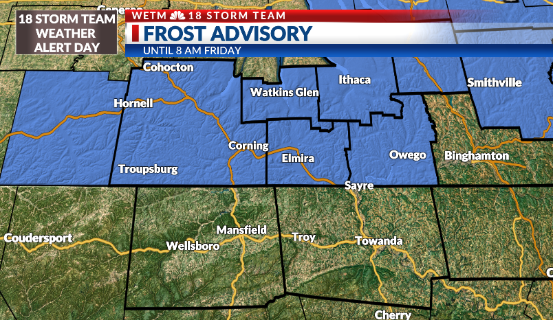 Frost advisory issued into Friday morning