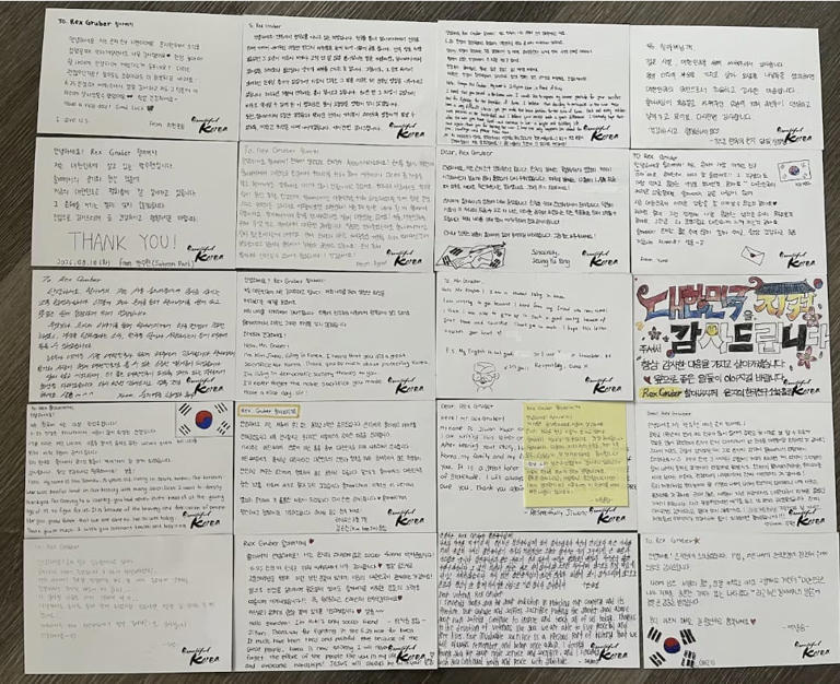 Korean students' handwritten thanks touch Korean War veteran