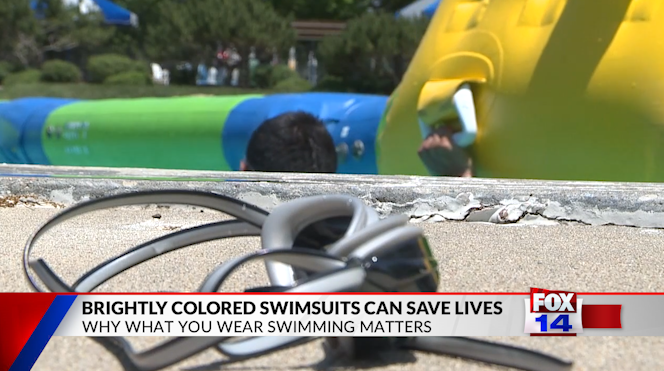 Wearing brightly colored swimsuits can save lives in drowning situations