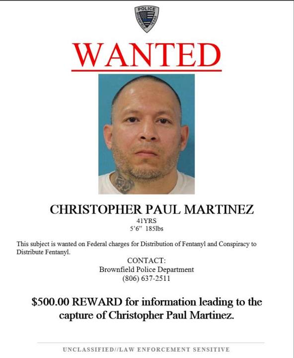 Brownfield police hunt for fentanyl distributor