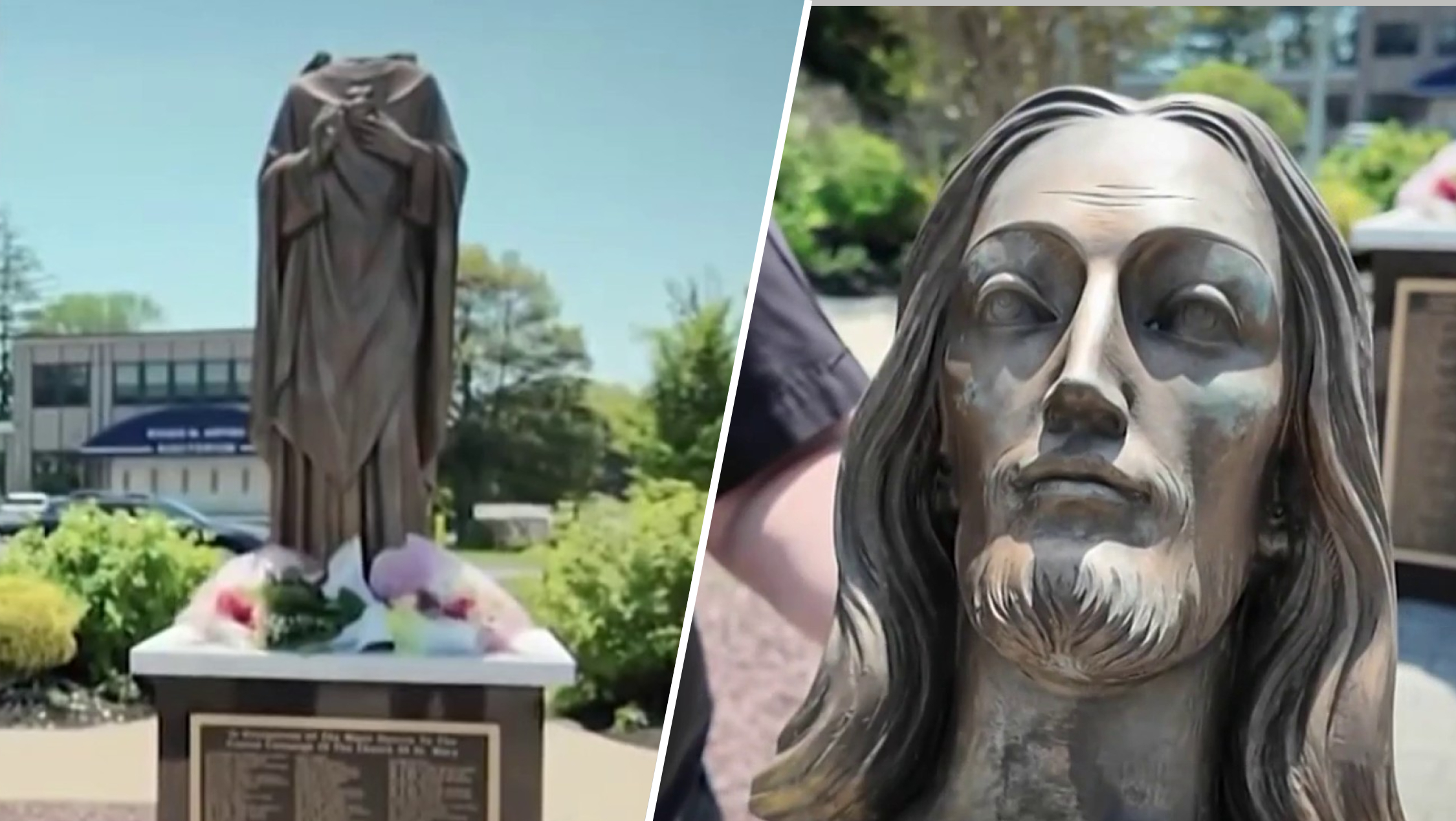 Woman charged after allegedly taking head off statue of Jesus at Long ...