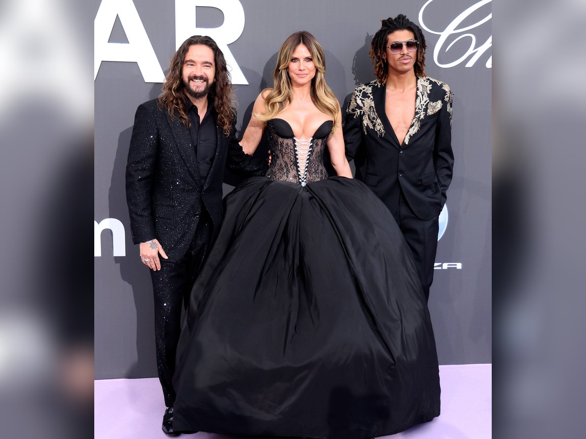 Heidi Klum, son Henry and husband Tom delight at AMFAR gala