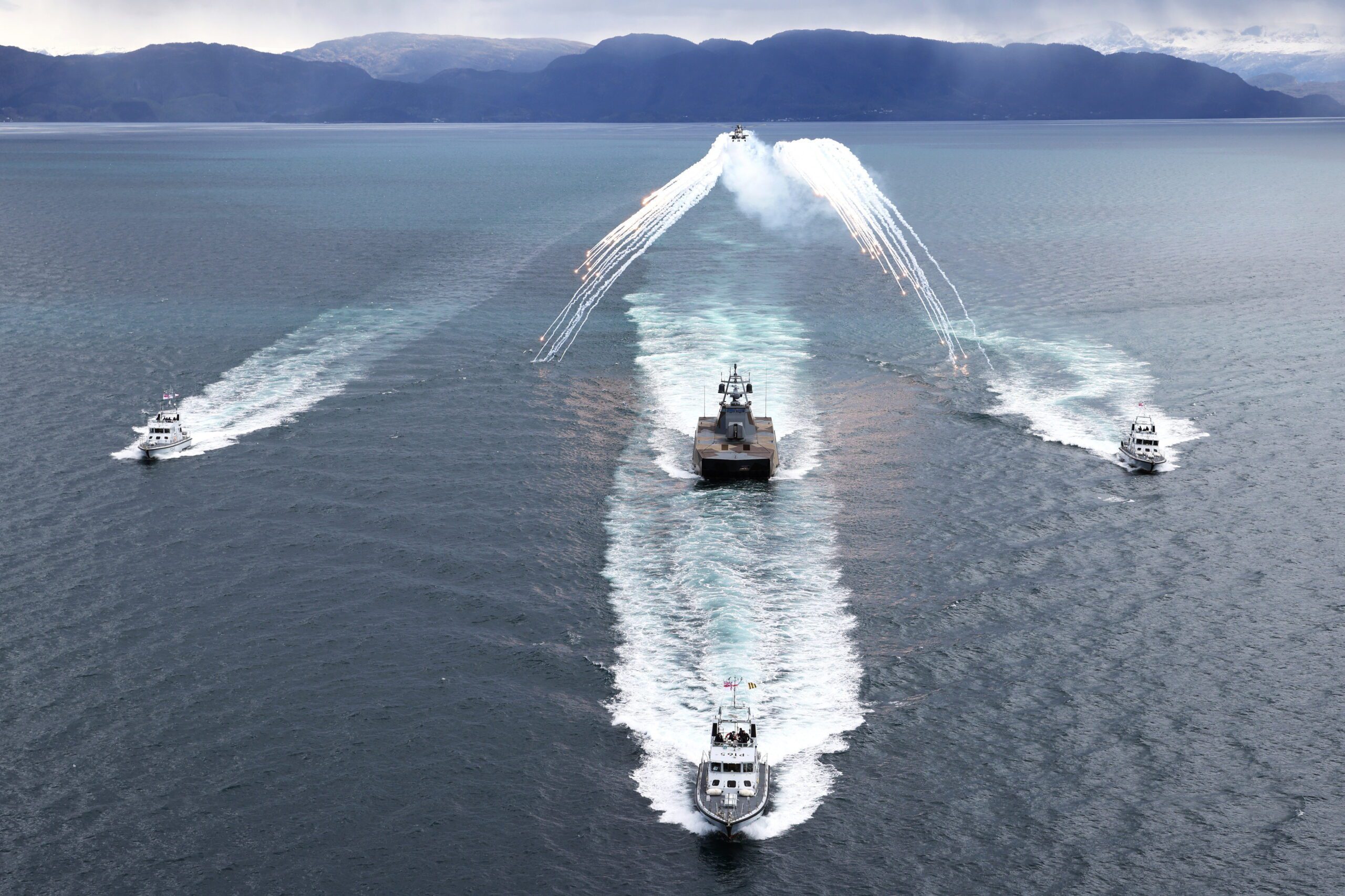 British and Norwegian navies stage dramatic fjord warfare exercises