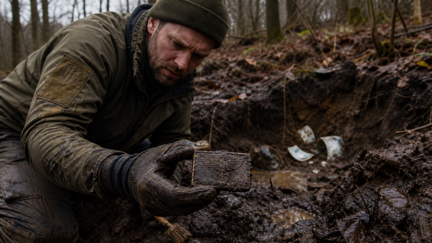We found German, Soviet and American relics in one WWII camp
