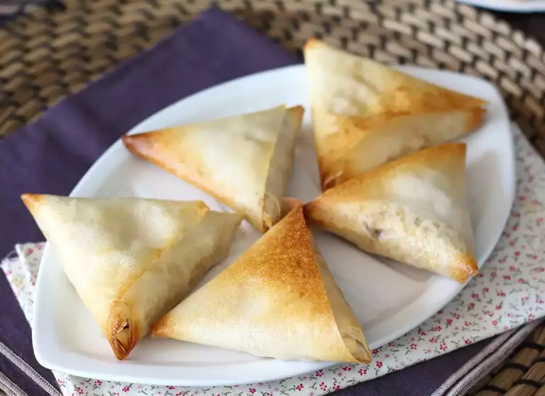 Mackerel and cream cheese samosas