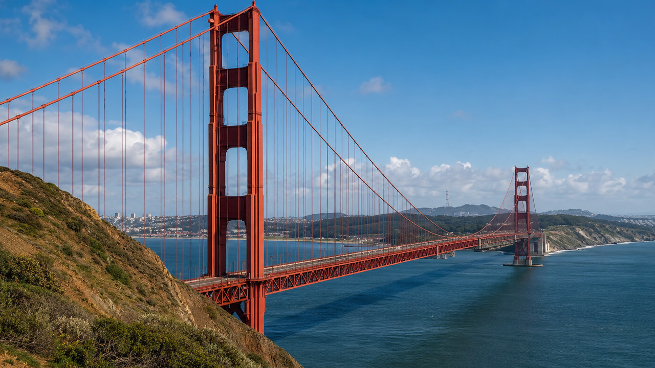 Golden Gate Bridge mit Küstenblick in San Francisco