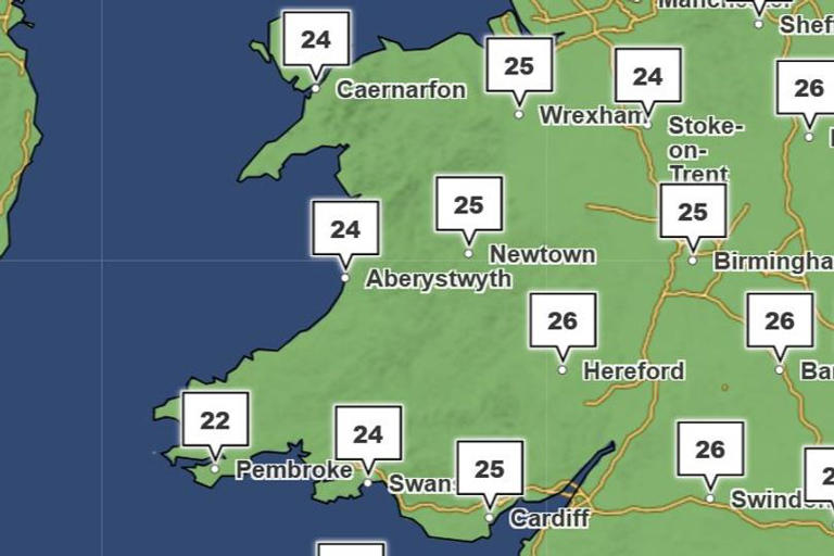 Met Office weather maps show where heatwave will hit Wales with ...