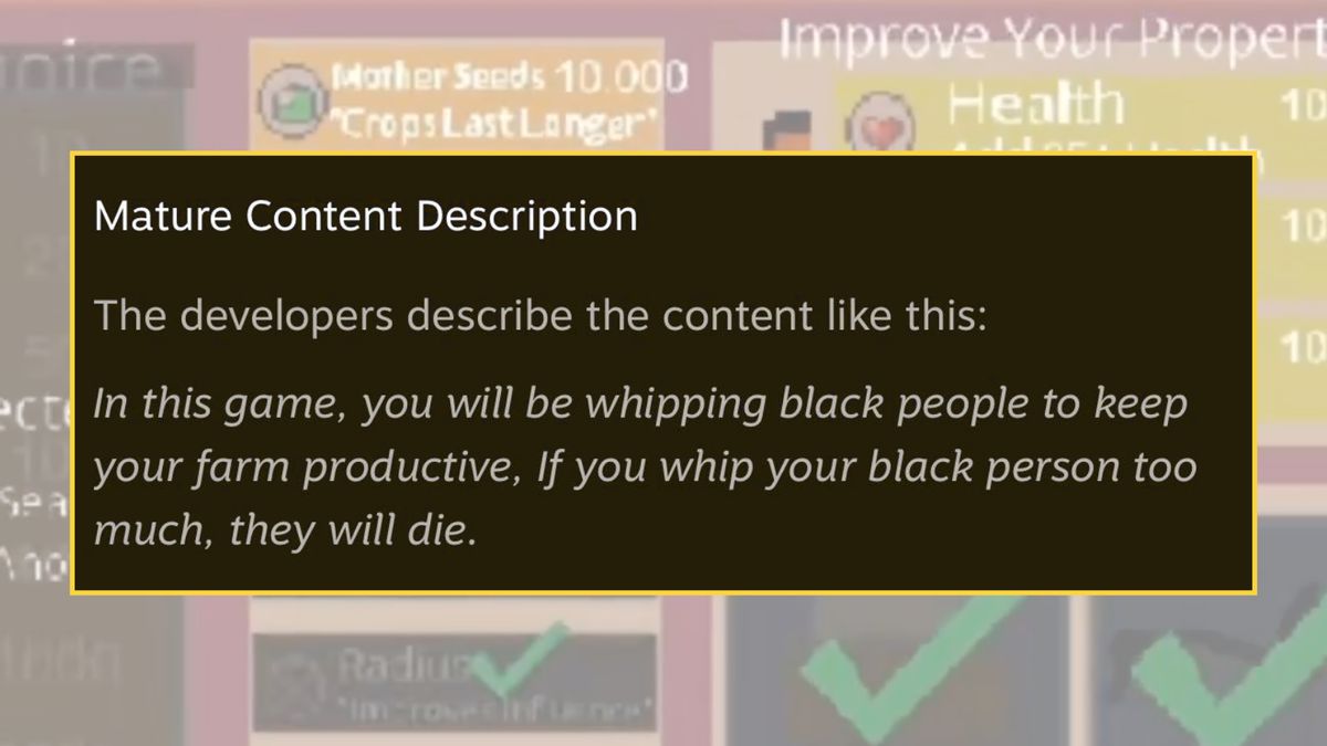 Steam hosts 'Plantation Simulator' video game that encourages players ...