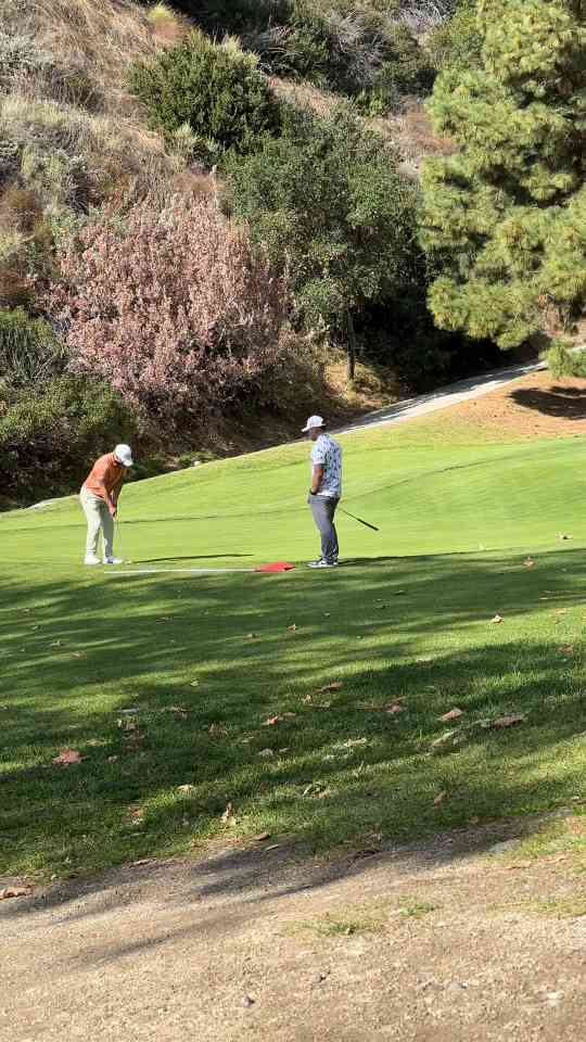Birdie putt and the cart girl pulls up