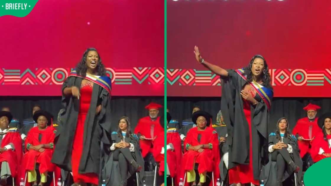 Graduate tries Zulu song stunt on stage, crowd leaves her hanging