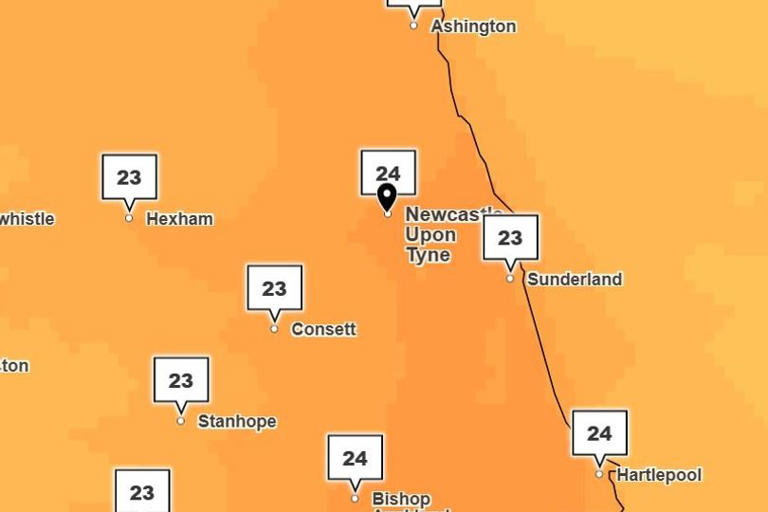 Weather maps show which North East areas will be hottest on Bank ...
