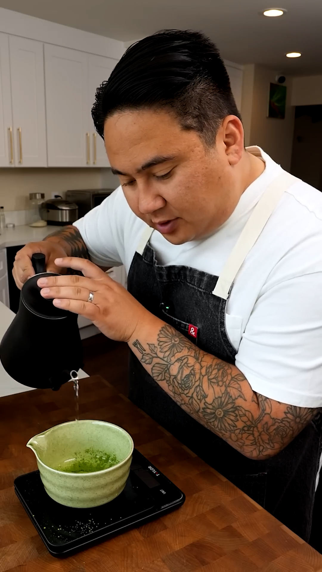 Making matcha lattes at home to save money