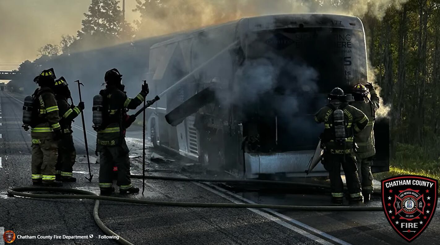 Chatham County Fire Dept. extinguishes bus fire on I-95, traffic impacted