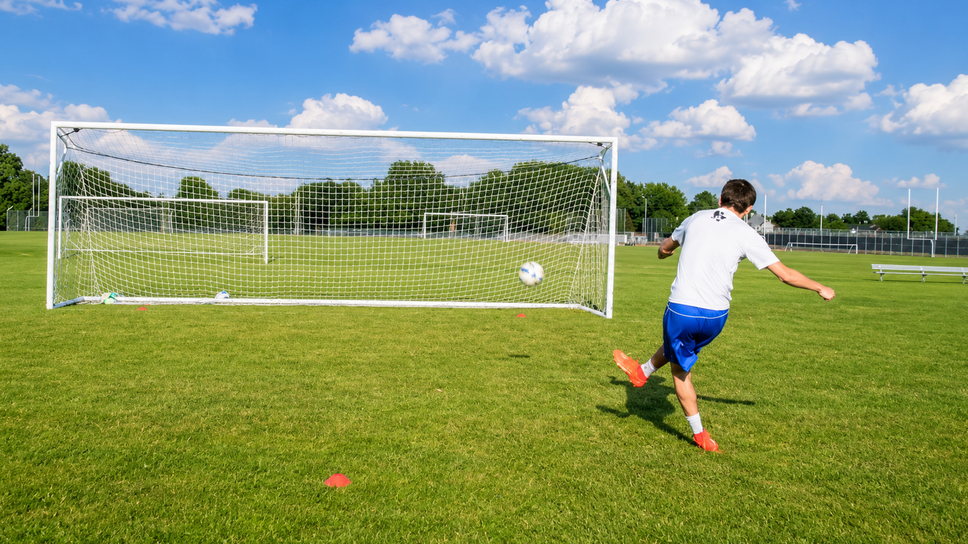 How can players improve shooting power in soccer?