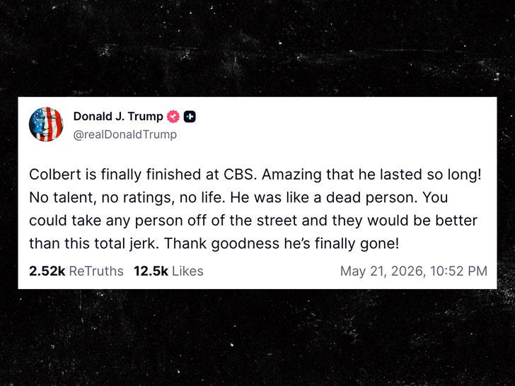 Trump shares AI video of him literally tossing Stephen Colbert into a ...