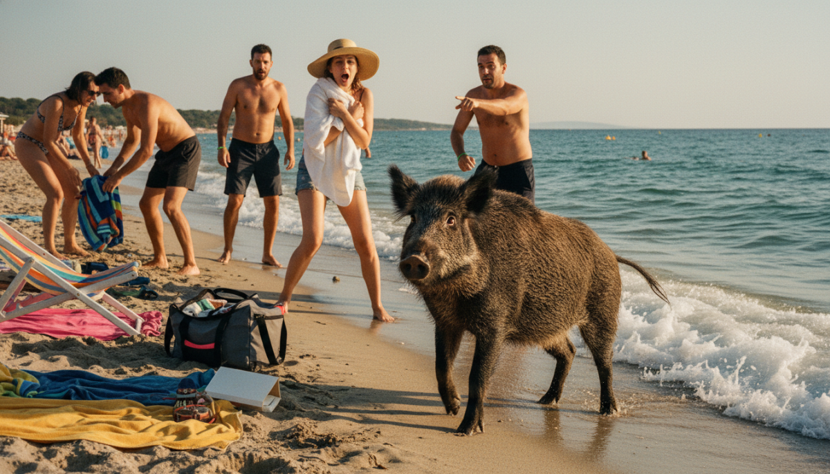 Video - Un énorme sanglier sème la panique sur une plage de la côte d'Azur!