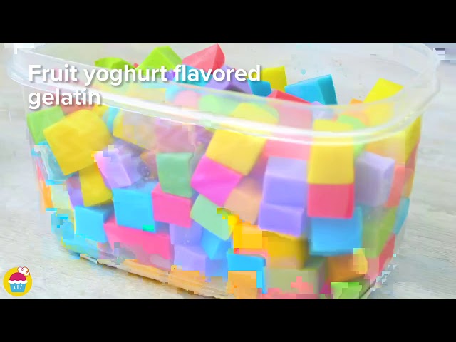 Mosaic Jelly is a bar of jelly filled with small colorful blocks of ...