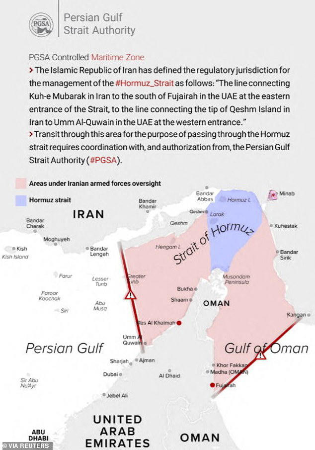 Iran unveils new map of Strait of Hormuz to show its 'control' over ...