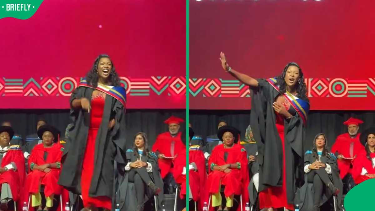 Graduate tries Zulu song stunt on stage, crowd leaves her hanging