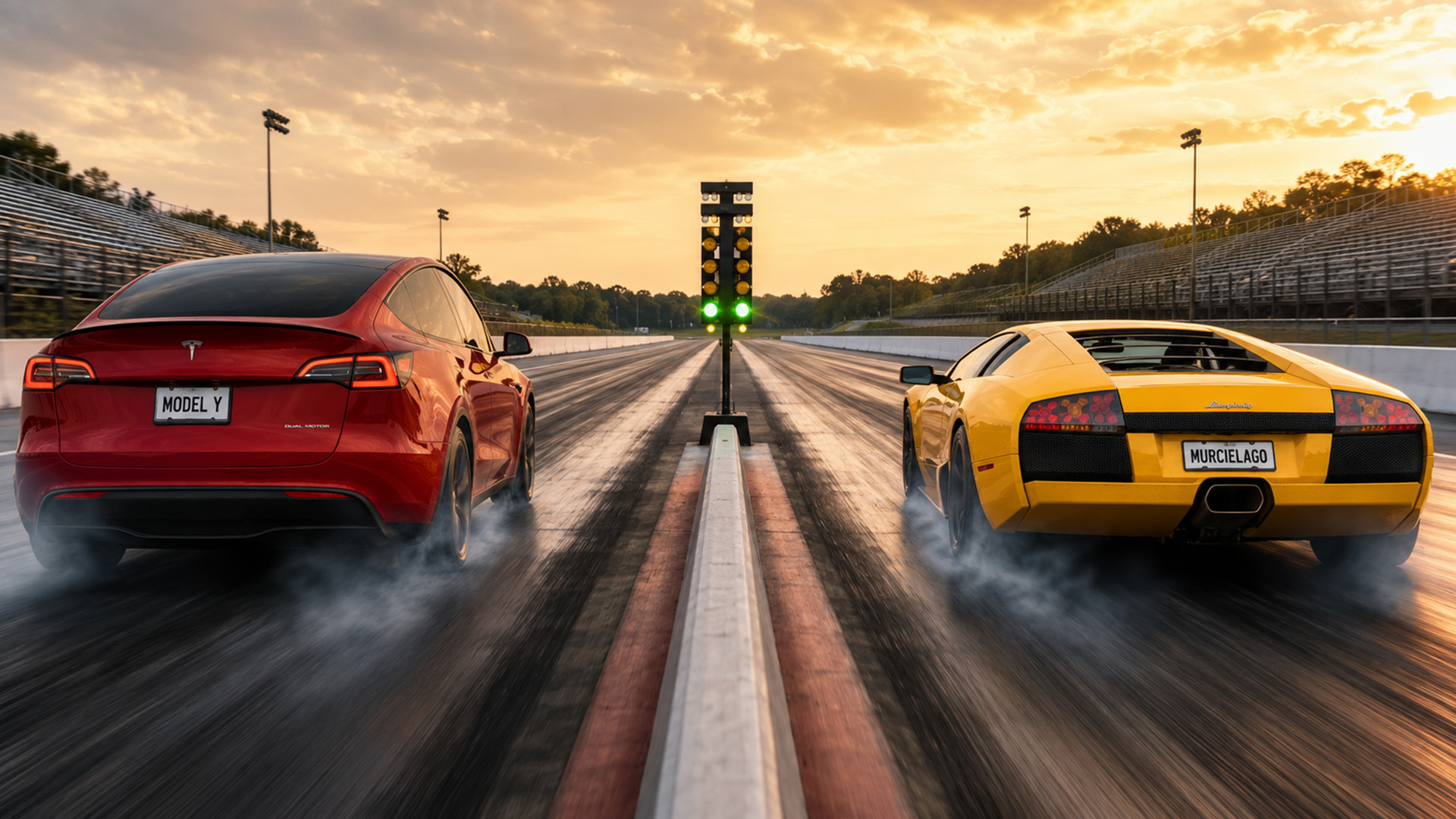 Lamborghini Murcielago takes on Tesla Model Y Performance drag race