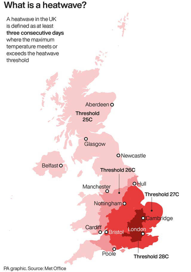 Amber heat health alert issued for parts of UK as hot temperatures hit