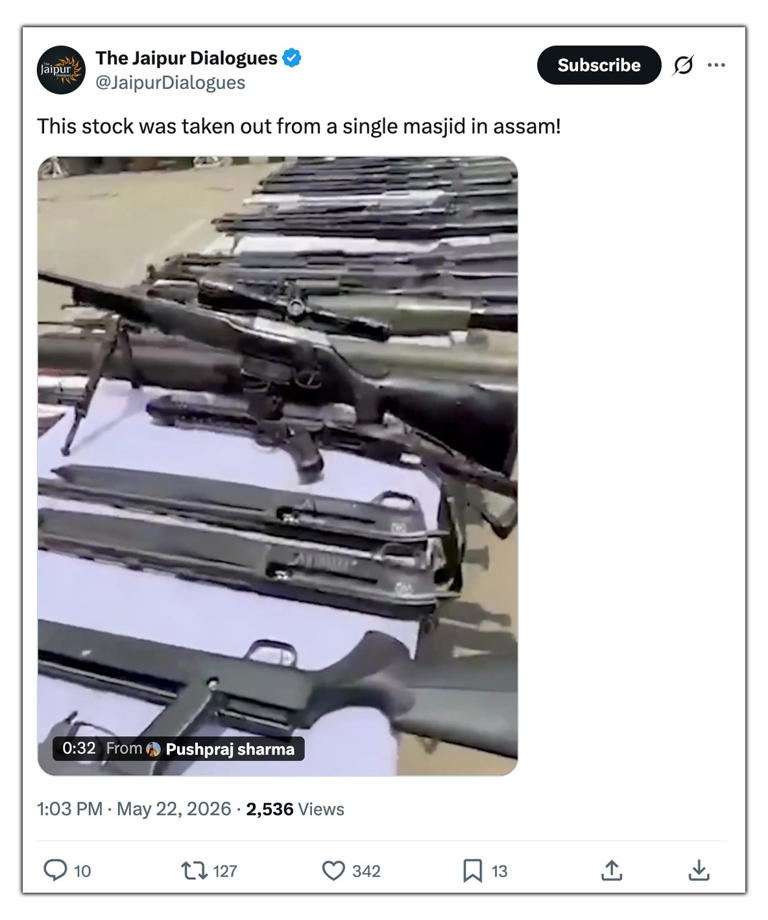 Fact check: Weapons seized from Assam mosque? This clip is from Manipur