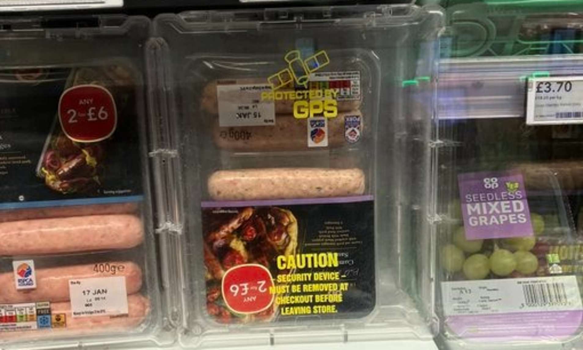 Sausages, steak and beef are locked in plastic box with GPS trackers in ...