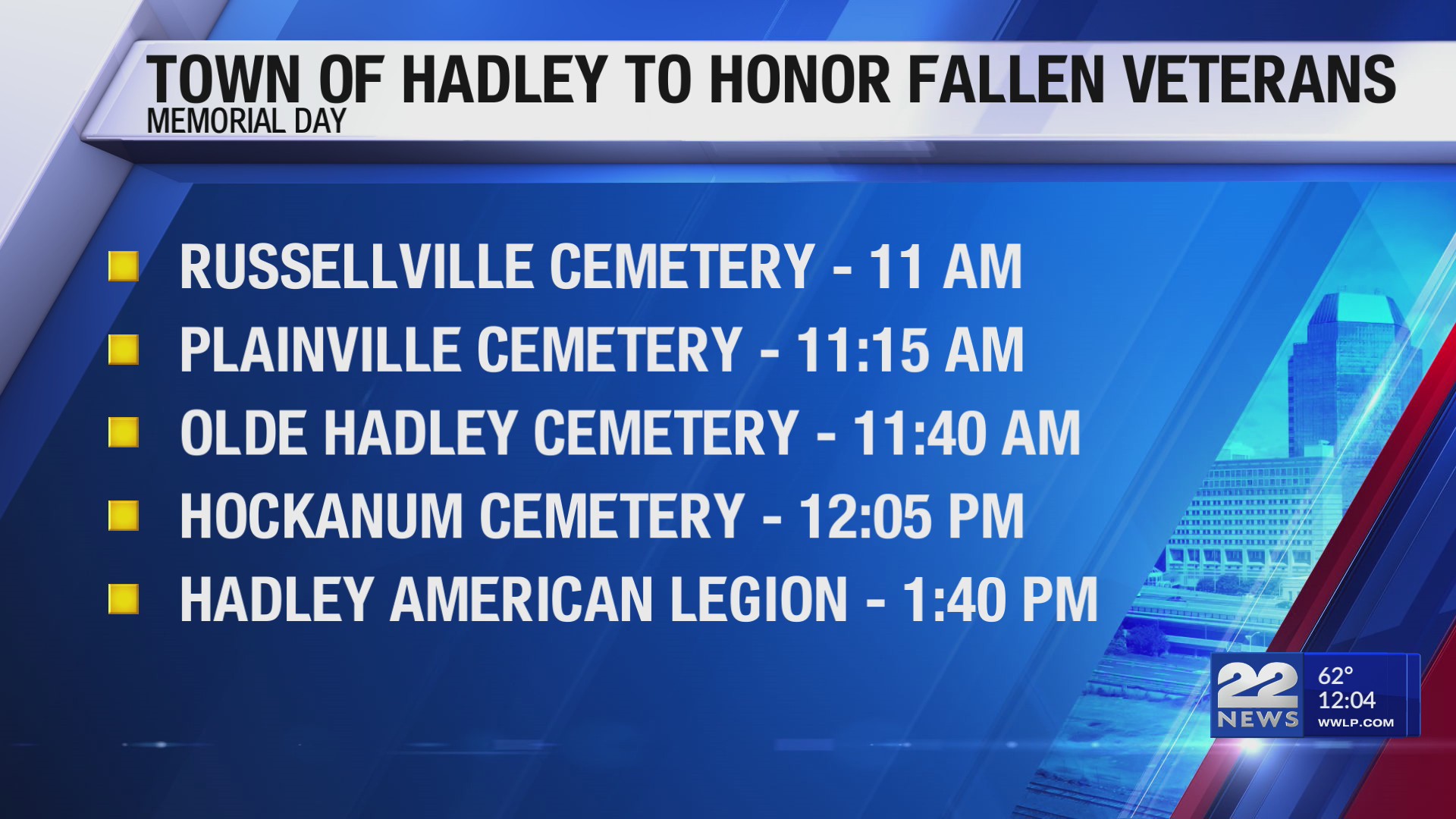 Hadley Memorial Day parade canceled due to weather