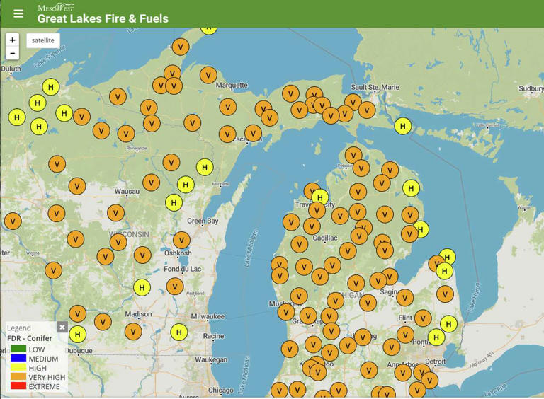 Very high fire danger alerts throughout Michigan