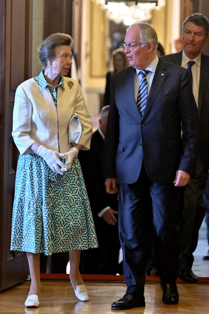 Princess Anne wears historic gold ribbon brooch during visit to Greece