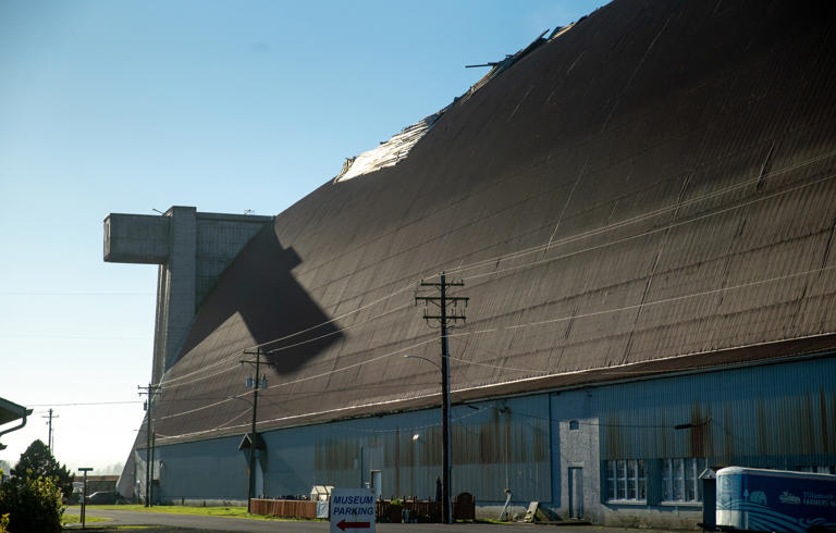 Historic Oregon coast blimp hangar, ripped apart by storm, will not be ...
