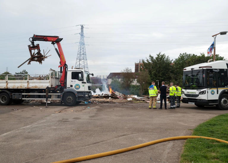Firefighters tackle blaze at east Belfast bonfire site