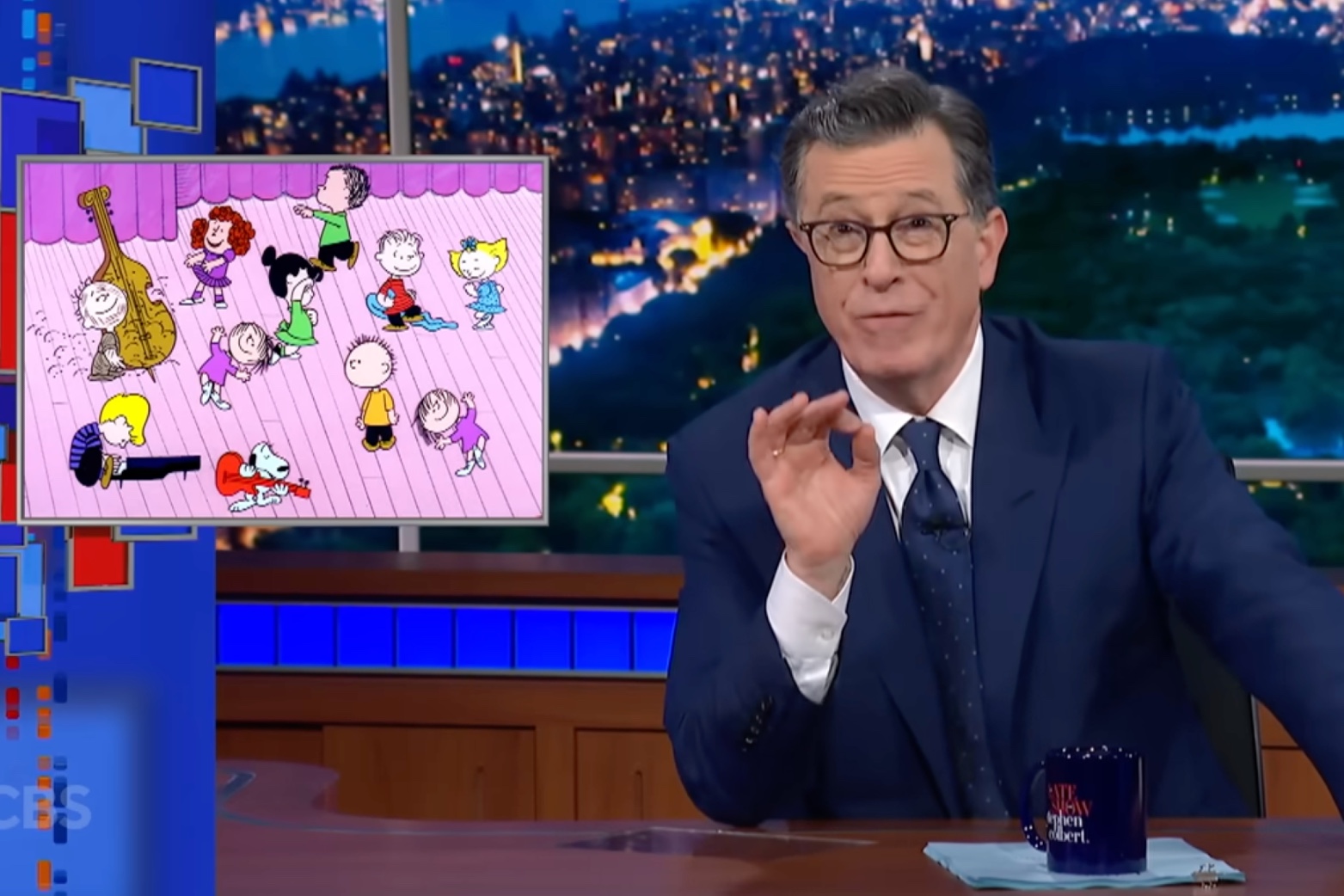 Stephen Colbert tweaks CBS by playing 'Peanuts' theme on final show