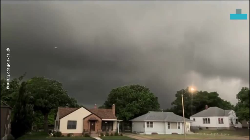 Lightning-filled storm clouds cover Kansas sky