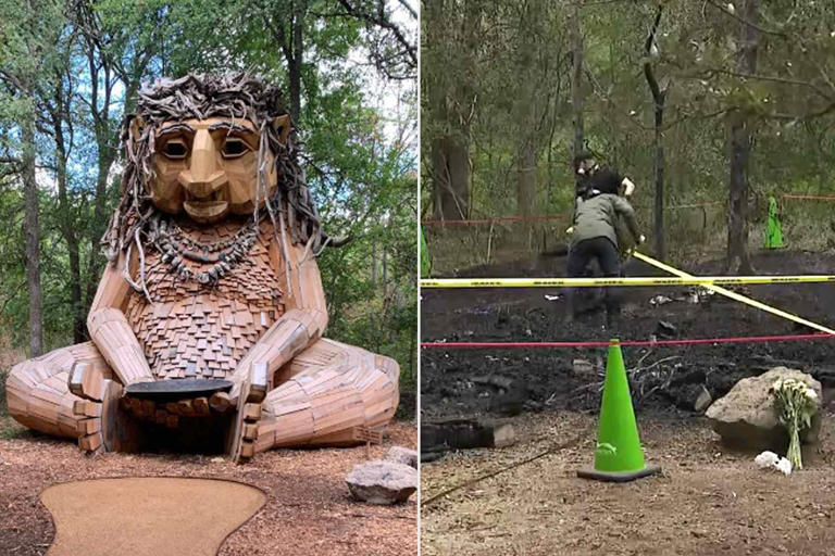 A beloved giant troll in Austin vanished overnight after burning to the ...