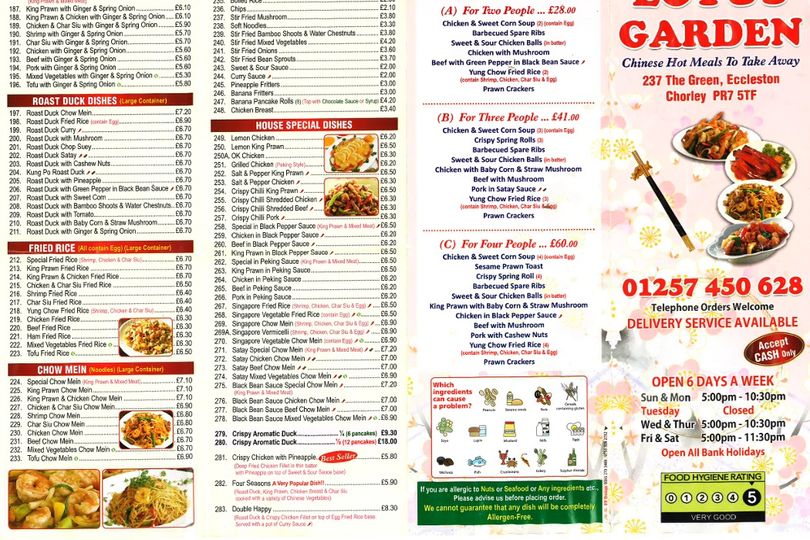 This Chinese takeaway menu included a false claim so the owners were ...