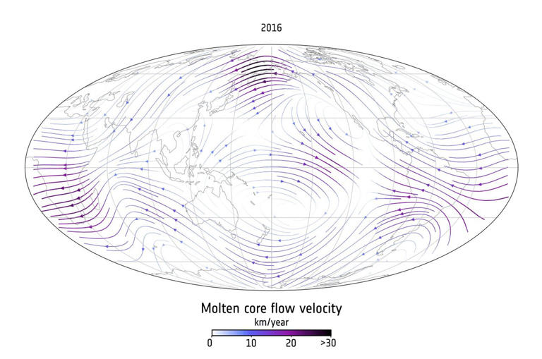 Earth's outer core beneath Pacific reversed direction in 2010 ...
