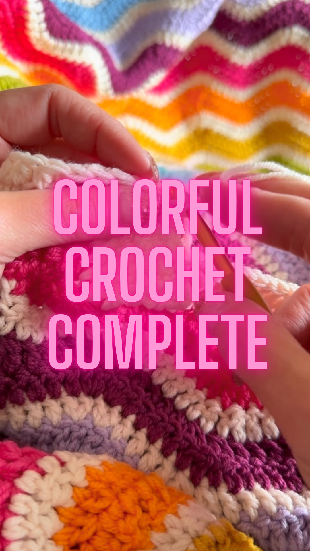 Last stitches reveal the beauty of this crochet blanket