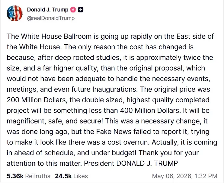 Trump’s glittering ballroom plan turns into funding chaos